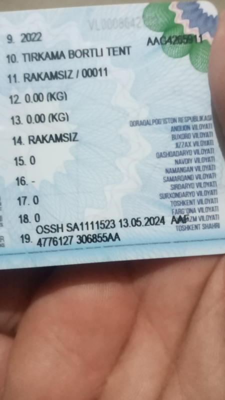 Тачка сотилади дакументи бор