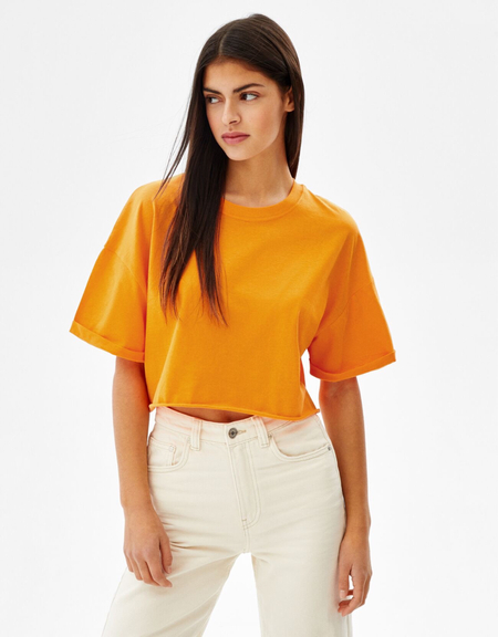 Укороченная оверсайз футболка, топ Bershka, L