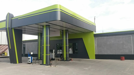 Fasad podklyuch. Alyukobond Travertin Sokl Kafel Burchatka