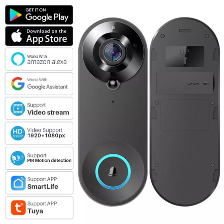 Умный видеодомофон видеоглазок WiFi Tuya, 1080P, Smart video intercom