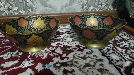 из индииантиквариат ваза из латуни фруктовница 70-е