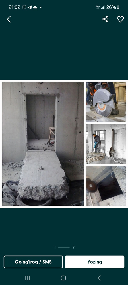 Perferator xizmatlari beton buzish teshish