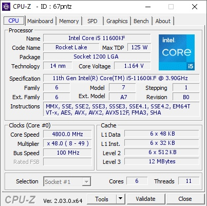 Intel core i5 11600kf