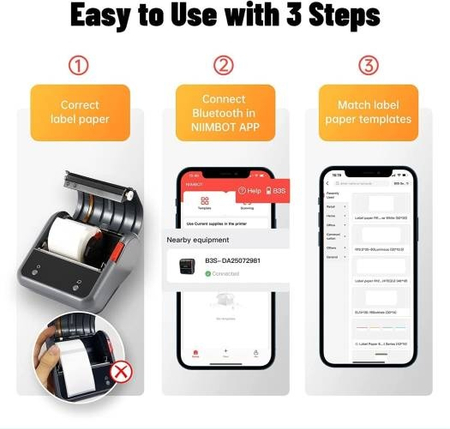 NIIMBOT B3S Бесчернильный Bluetooth портативный принтер этикеток (20-7