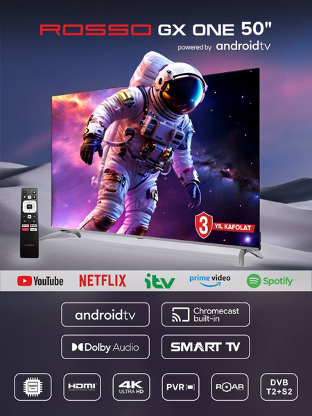 Telvizr Rosso 50 GX One UHD 4 k Smart Tv. Для дома.