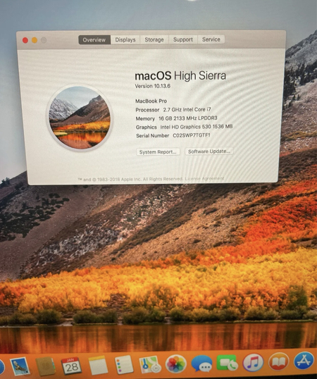 2016 • Macbook Pro • i7 • 16 inch • 2.7GHz • 16GB • 2 SSD