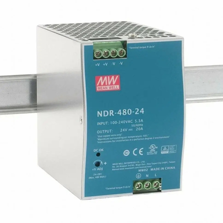 Блок питания Mean Well 480W 20A 24V IP20 NDR-480-24
