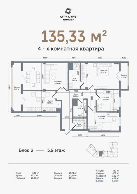 ЖК Сити Лайф Гарден, ориентир: сзади Piramit Tower 4/5/10