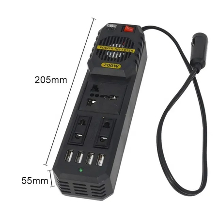 Avtamabil uchun invertor  rozetka, USB bilan adapterli 12V 220V gacha