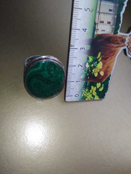 Серебряное кольцо с натуральным камнем МАЛАХИТ