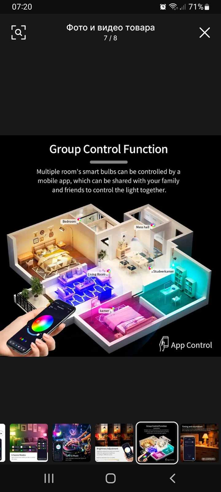Умная Лампа RGB+WW, Tuya, Smart Life, Алиса