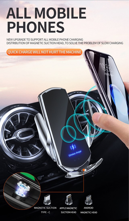Simsiz zaryadlivchi avtomobil uchun telefon ushlagich 15W