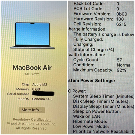 MacBook Air M2, 8/256, Midnight, Full box