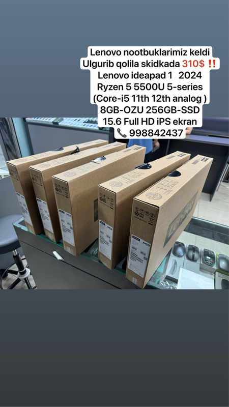 SKIDKAAA YENGI NOTBUK LENOVO IdeaPad 1 Ryzen 5 5500 ozu-8gb ssd-256gb