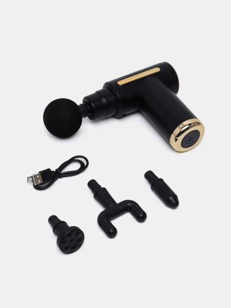 Массажный пистолет для тела Massage Gun, с 4 насадками