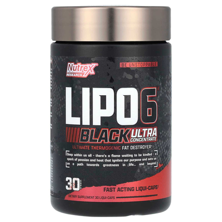 Nutrex Research, Lipo-6 Black, Ультраконцентрат, 30 капсул