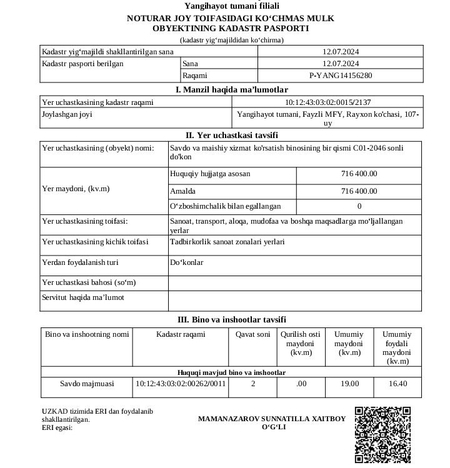 Индекс бозорда докон (Index mimar bozorida dokon)