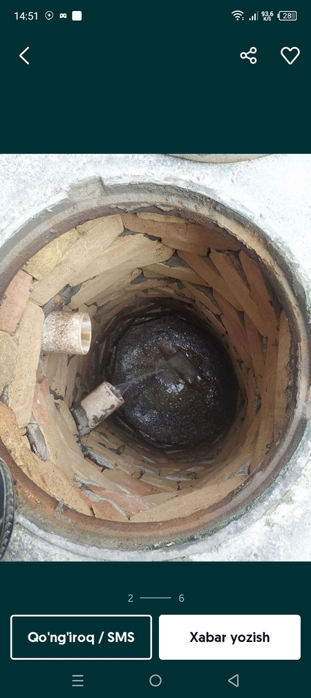 Kanalizatsiya tozalash xizmati 24/7kun