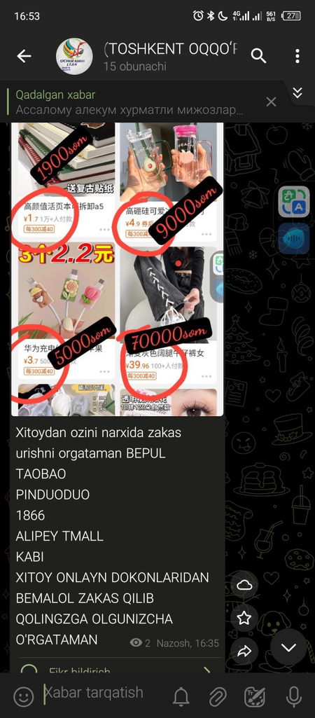 Xitoy programmalarini tekinga o'rgtaman