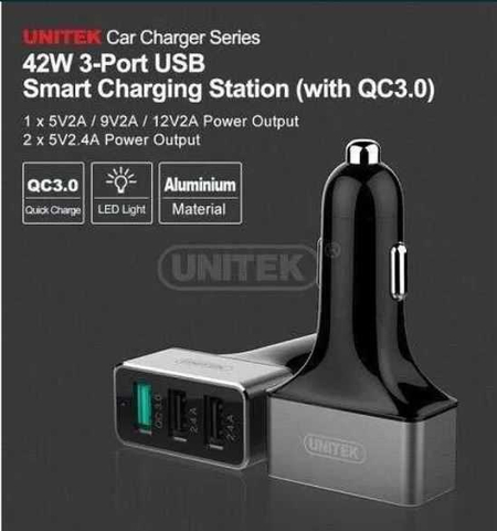 Цельнометаллическое зарядное устройство Unitek 42W с поддержкой QC 3.0