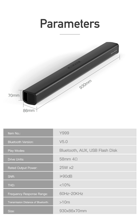 awei Y999 Soundbar Stereo Speaker 50W TV Home Theater