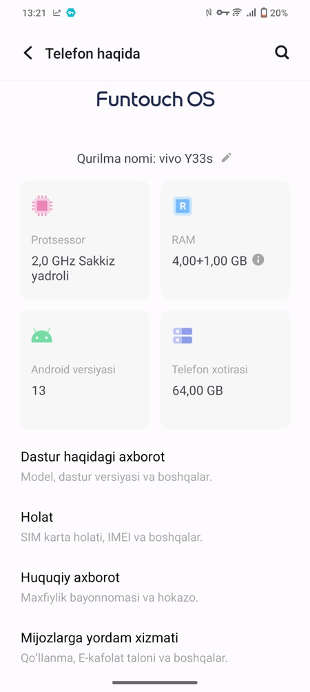 VIVO Y33S  4/64gb