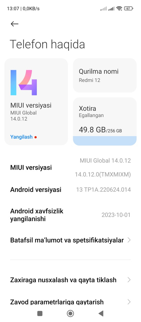 Redmi 12 yangi dakumen karobka