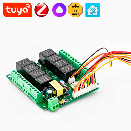 8х Канальный ZigBee модуль Tuya с поддержкой подключения датчиков