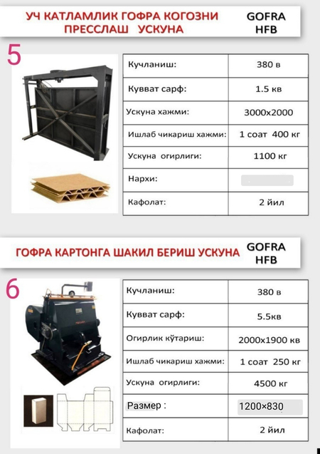 КАРОБКА ишлаб чикариш линяси