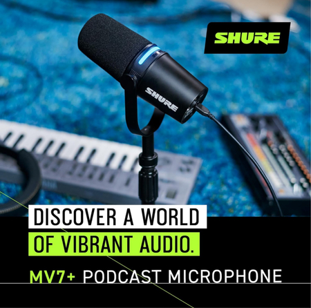 SHURE MV7+ Podcast Dynamic Микрофон UsbC/XLR студийный Профессиональны