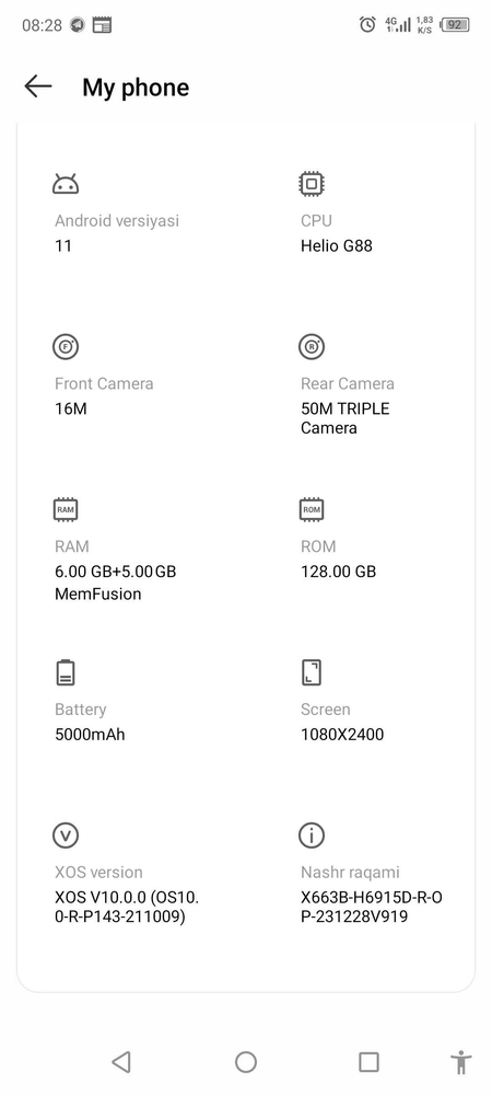 Infinix Note 11 6/128 chipset G88 50/16 MP telefon sotiladi Yangi