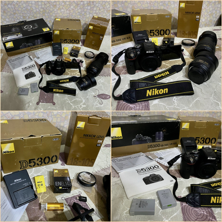 Nikon D5300. Nikkor 18-105 VR, Nikkor 35 m 1:1.8 G, Акум., Документы.