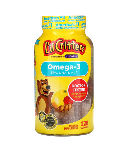 Lil Critters, Омега 3, вкус «Малиновый лимонад», 120 жев конфет
