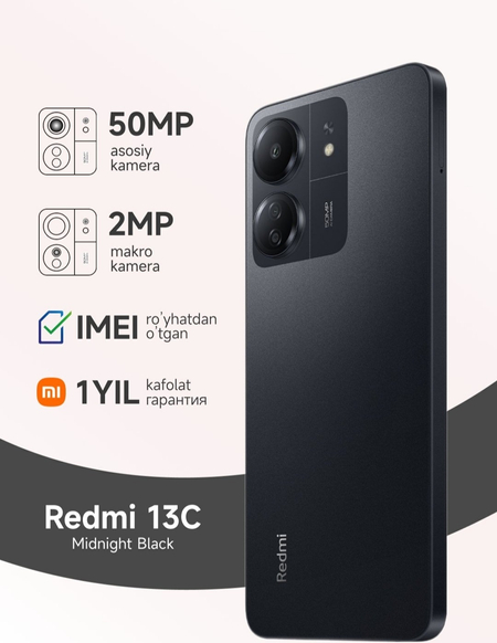 Redmi 13c black 4gb  128gb rom