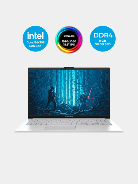 Asus Vivobook GO 15/ i3-N305/ 8GB ddr4/15.6 FHD IPS/ Uzum nasiya,Solfy