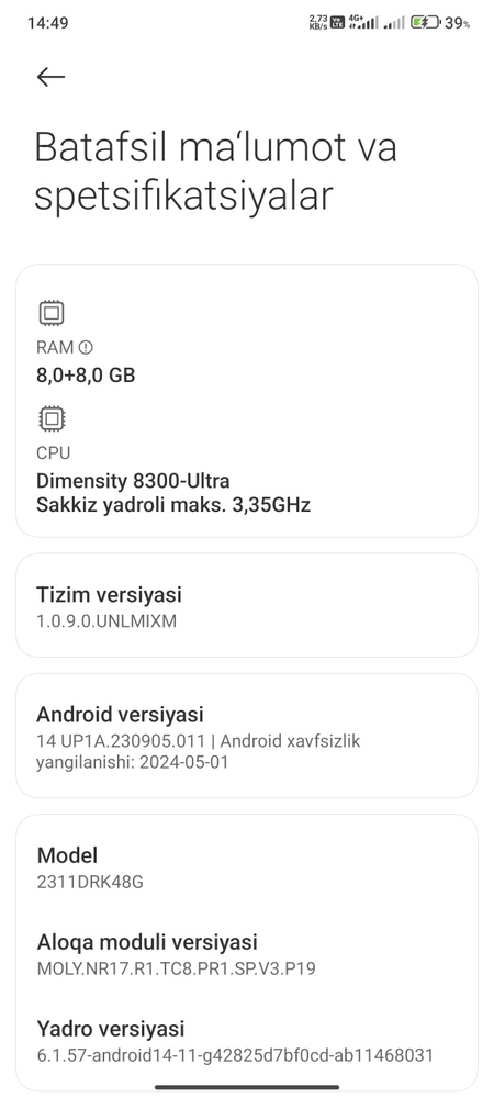 POCO X 6 PRO 5g BOR 256 8+8 Rangi qora. Aloqa 20/7