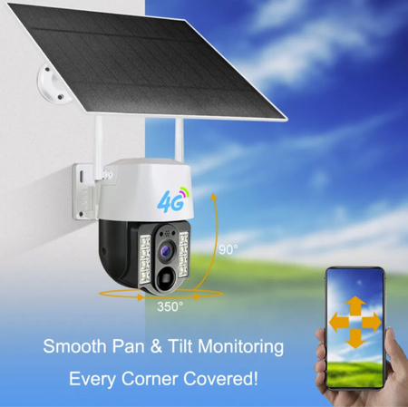 Солнечная камера PTZ 360 FullHD 4G sim- картой, Solar camera