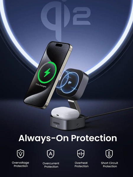 UGREEN 15W Qi2 Certified MagSafe беспроводная зарядка