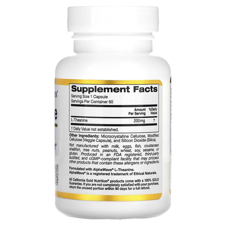 California Gold Nutrition, L-теанин, 200 мг, 60 капсул
