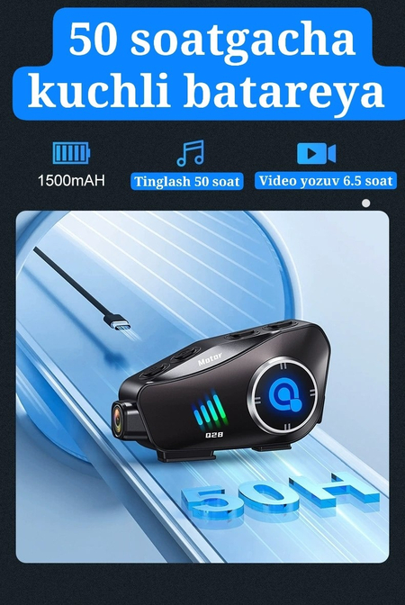 Moto shlem uchun naushnik va video yozuvchi