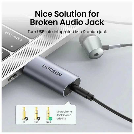 Ugreen USB аудио Внешняя звуковая карта 2 в 1