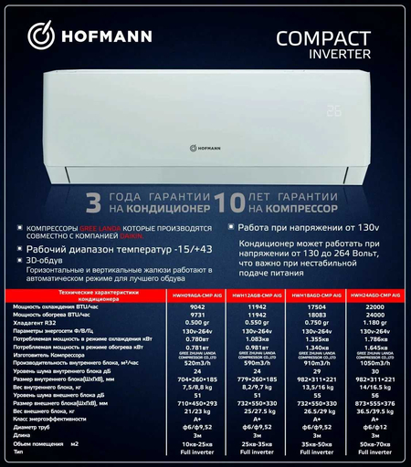 кондиционер Hofmann 3D compact 12 Шок цена+бесплатно доставка