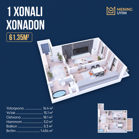 Qulay va hamyonbop xonadon faqat siz ucun harid qilishga shoshiling