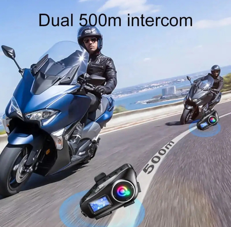 Bluetooth-гарнитура для мотоциклетного шлема с ЖК-дисплеем, 500 м