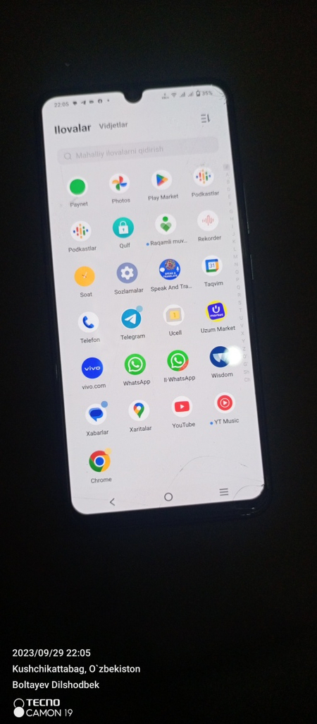 Vivo  v2025 tel sotiladi  pamiyati  128/8+4