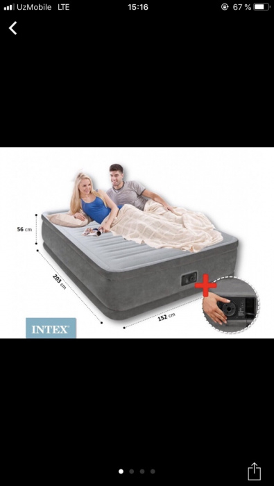 Надувная кровать Intex 64418, встроенный электрический насос 220 В, су