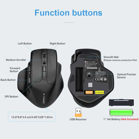 E-YOOSO X-31 USB 2.4G Simsiz o'yin sichqonchasi katta qo'llar uchun