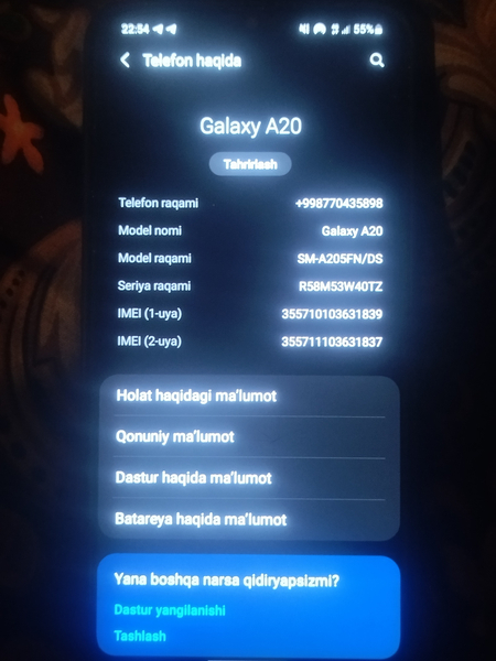 Samsung A20 Holati zor