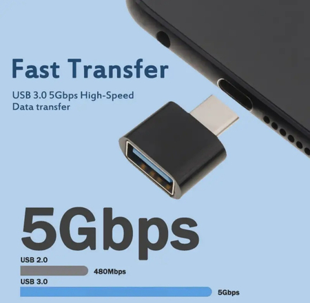 Адаптер OTG с портом USB 3,0 Туре-С и штекером USB С на гнездо USB