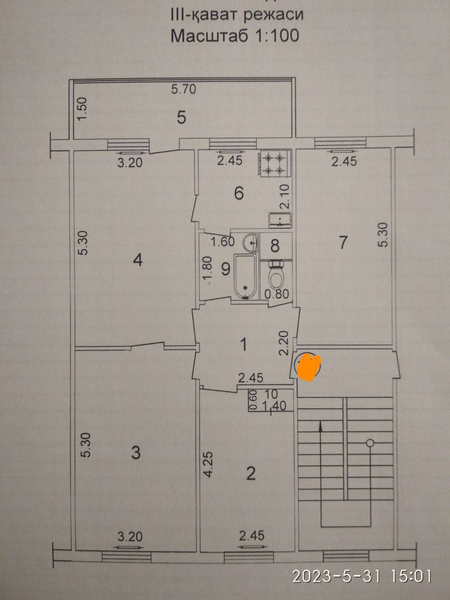 TTZ2 Kvartira sotiladi 4/3/4 balkon 1,5x6 Ipoteka xizmatlarixam bor